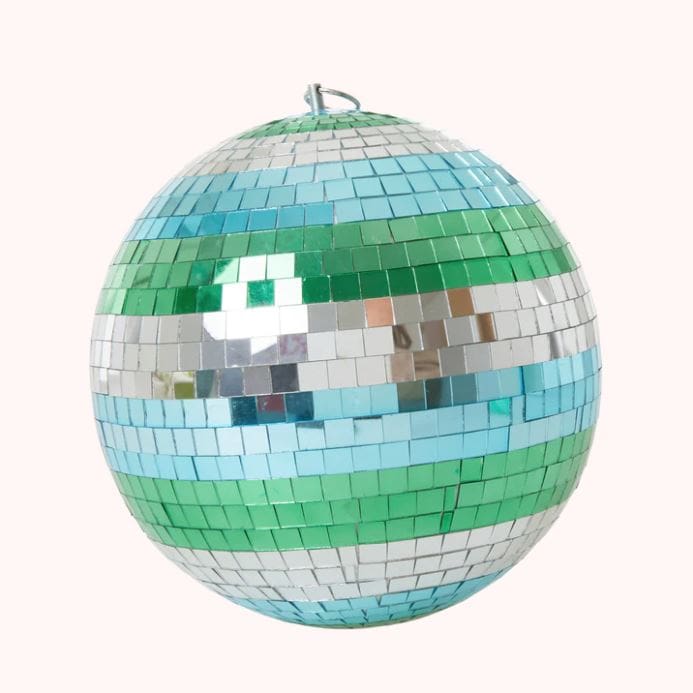 Diskokúla blá, grøn og silvur – Ø25 cm – Berglon