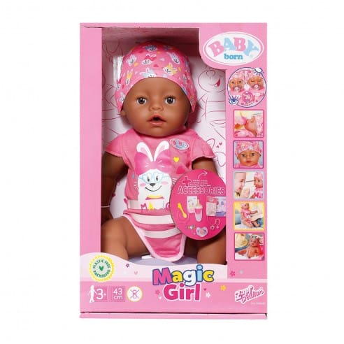 BABY born Magi Pige Brune Øjne Dukke 43 cm – Berglon